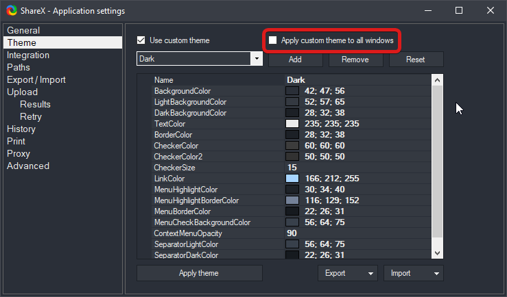 Theme settings have changed :: ShareX General discussions